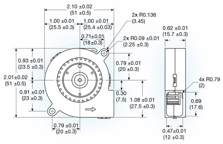 B5015E24 51mm DC Blower - Mechatronics