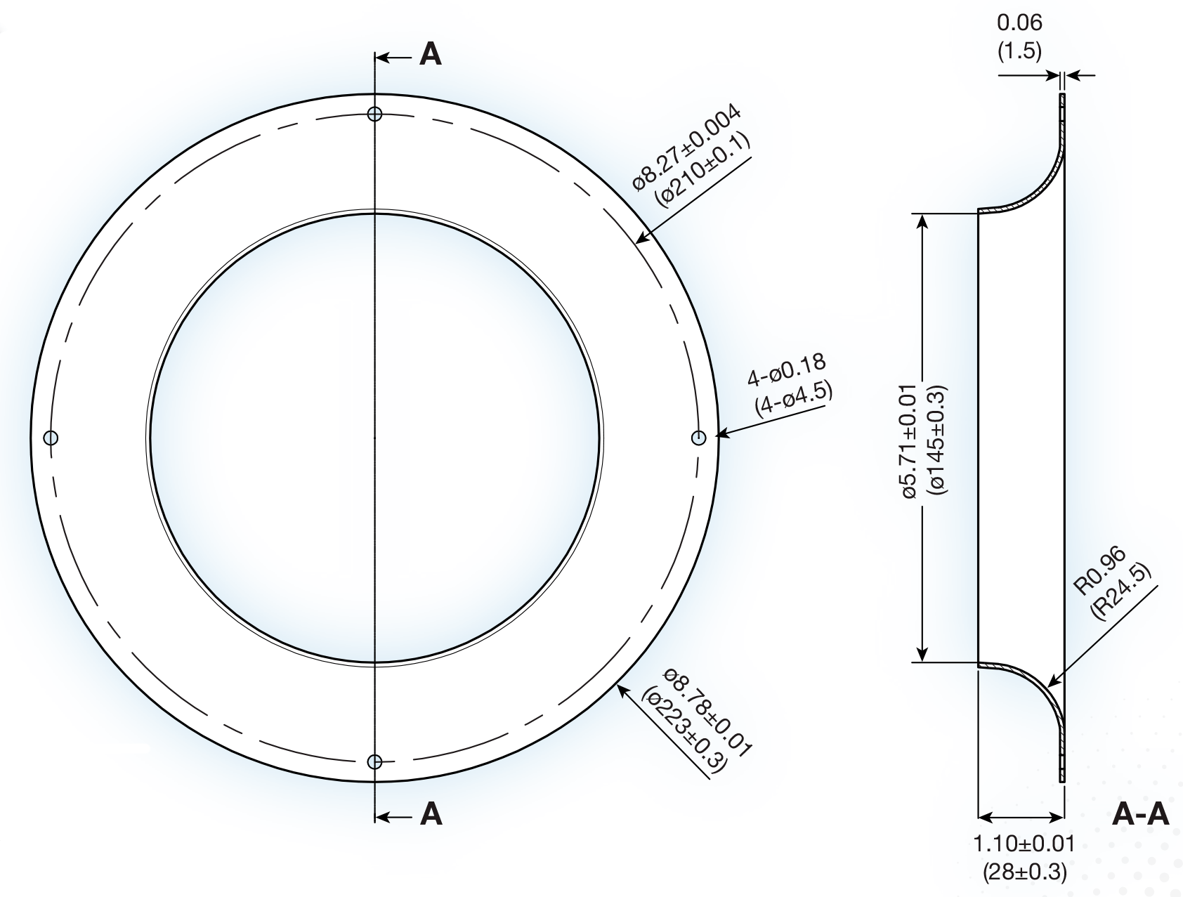 IR-225 Series 225mm (8.86") Diameter Inlet Rings - Mechatronics