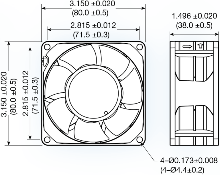 MS8038 80mm DC Axial Fans - Mechatronics