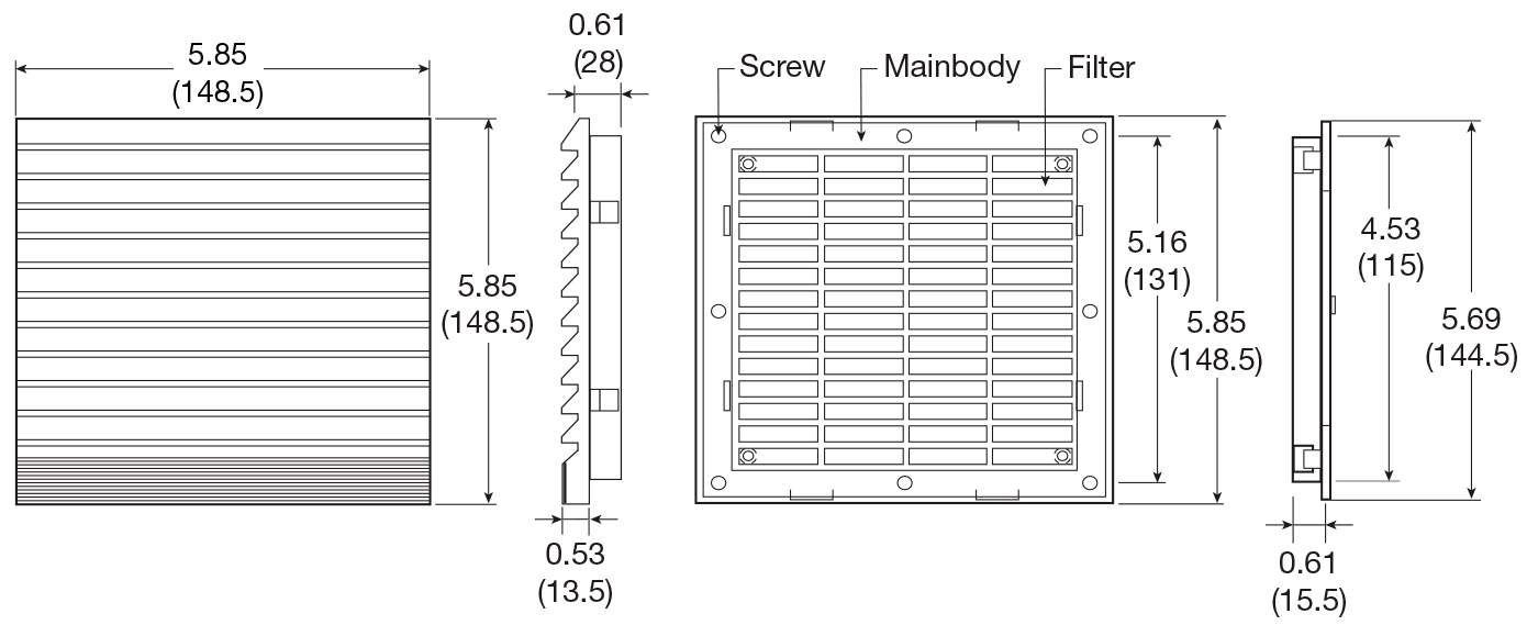 PFG-12 Series 120mm (4.72") Square Filter Kits - Mechatronics