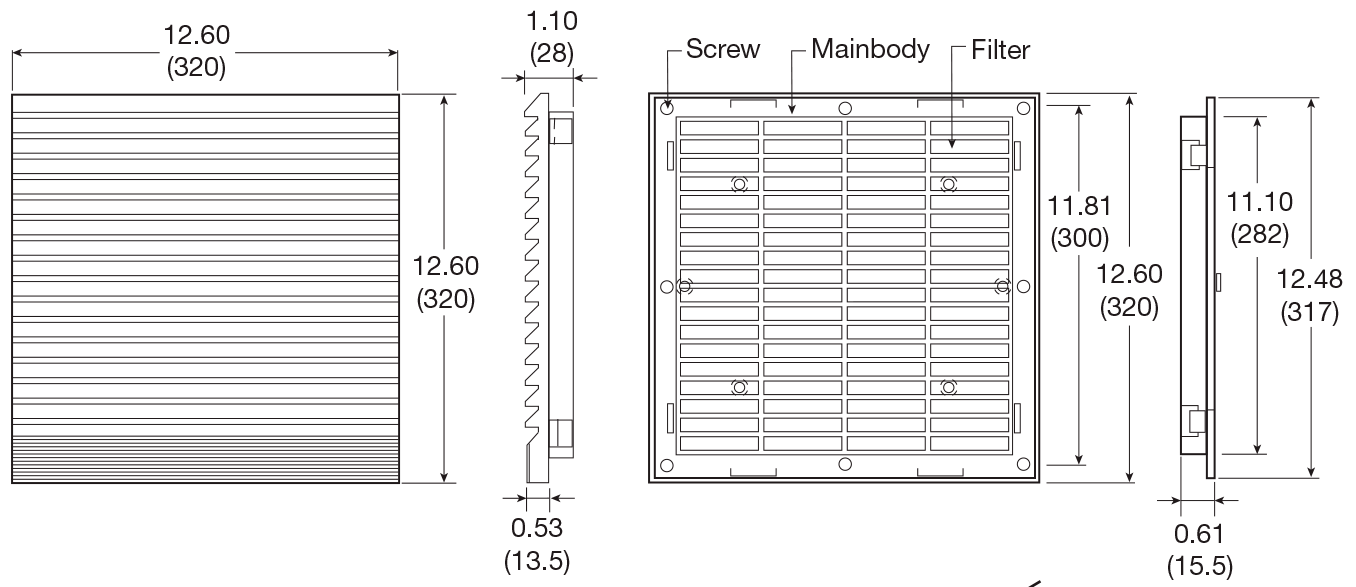 PFG-25 Series 172mm (6.77") Frame Filter Kits - Mechatronics