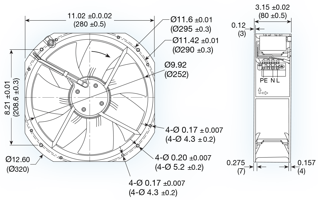 UF250BMB-H1 280mm AC Axial Fans - Mechatronics