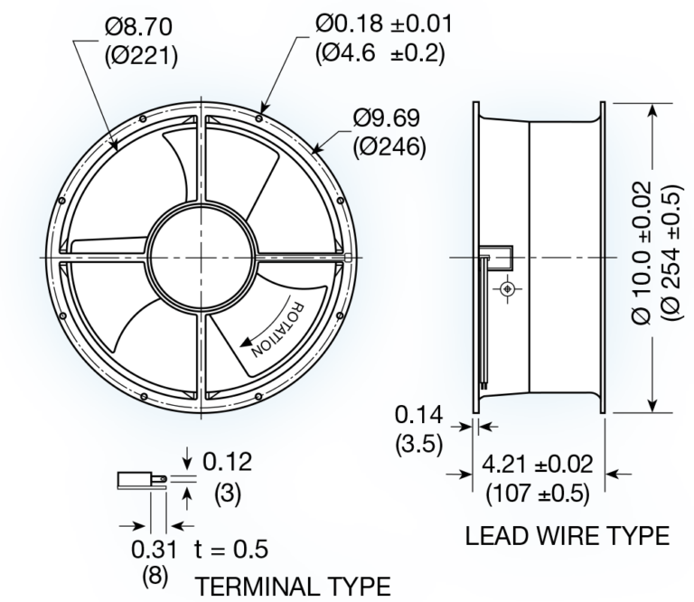 UF25HC12-H 254mm dia AC Axial Fan - Mechatronics